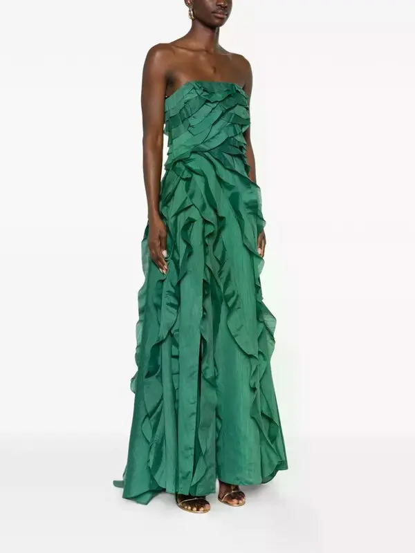 Aje Strapless Ruffled Maxi Dress