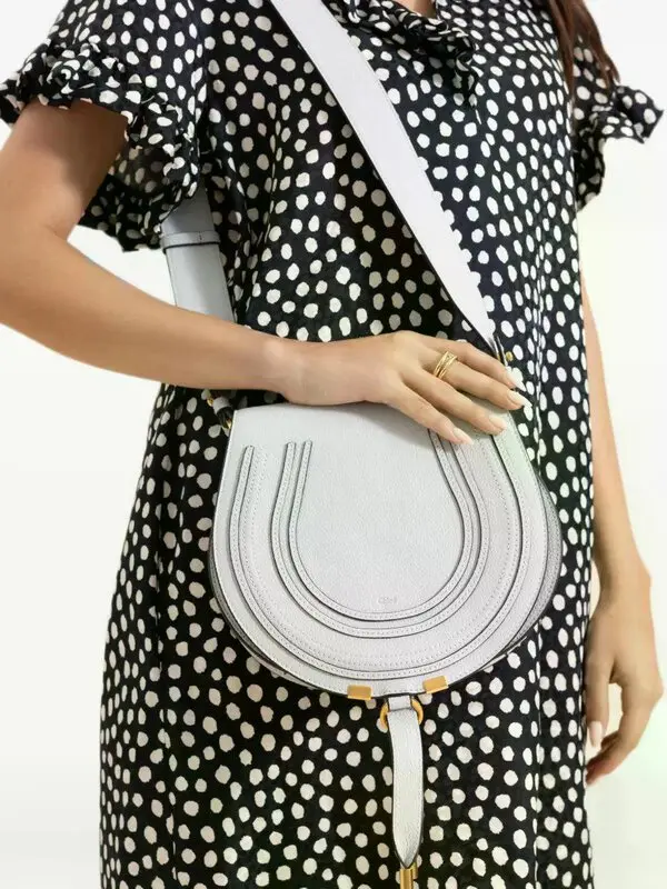 Chloé Marcie Stitched Shoulder Bag - Grey