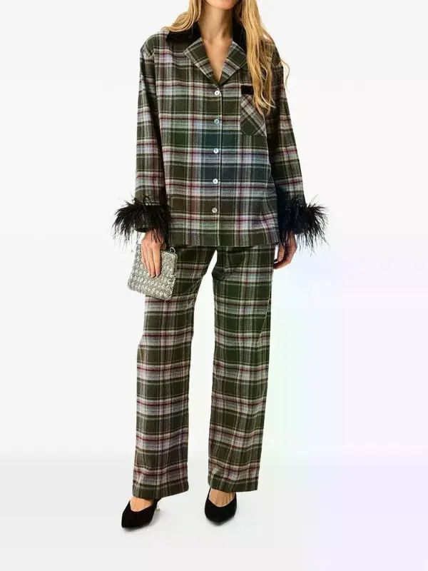 Sleeper Checked Detachable-feathers Pajama - Green