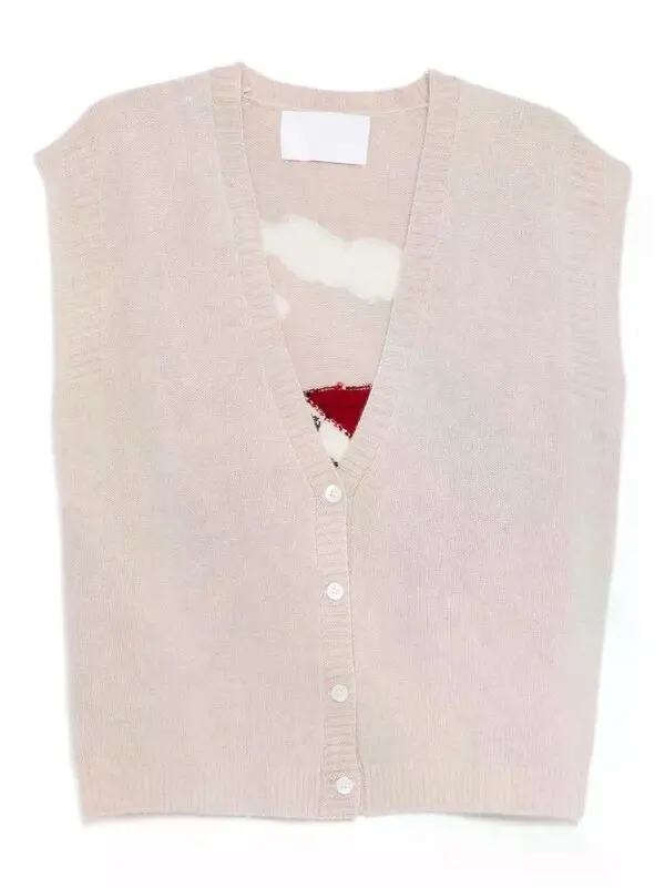 CUDDLEUP Graphic Embroidered Cardigan - Pink