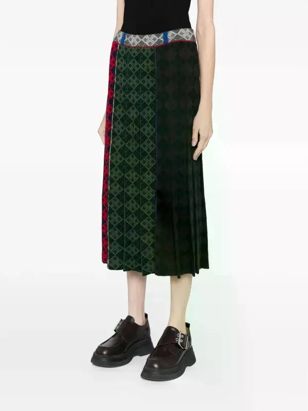 YANYAN Argyle-checked Midi Skirt
