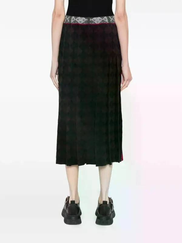 YANYAN Argyle-checked Midi Skirt
