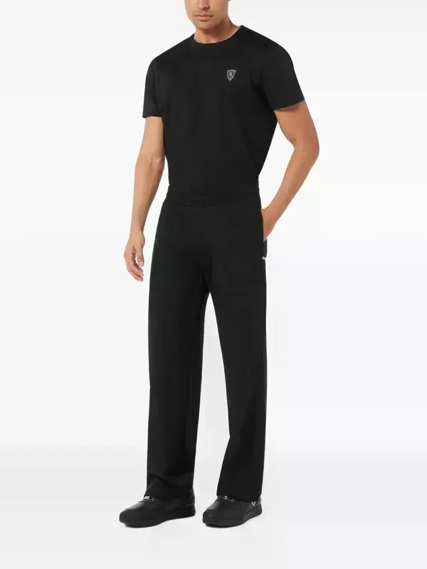 BILLIONAIRE Alcantara-stripes Logo-patch Track Pants - Black