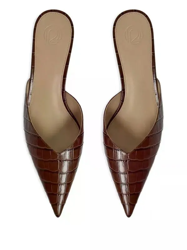 12 STOREEZ 40mm Crocodile-embossed Mules