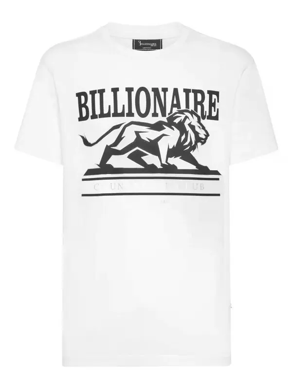 BILLIONAIRE Ss Lion-print Crew-neck T-shirt - White
