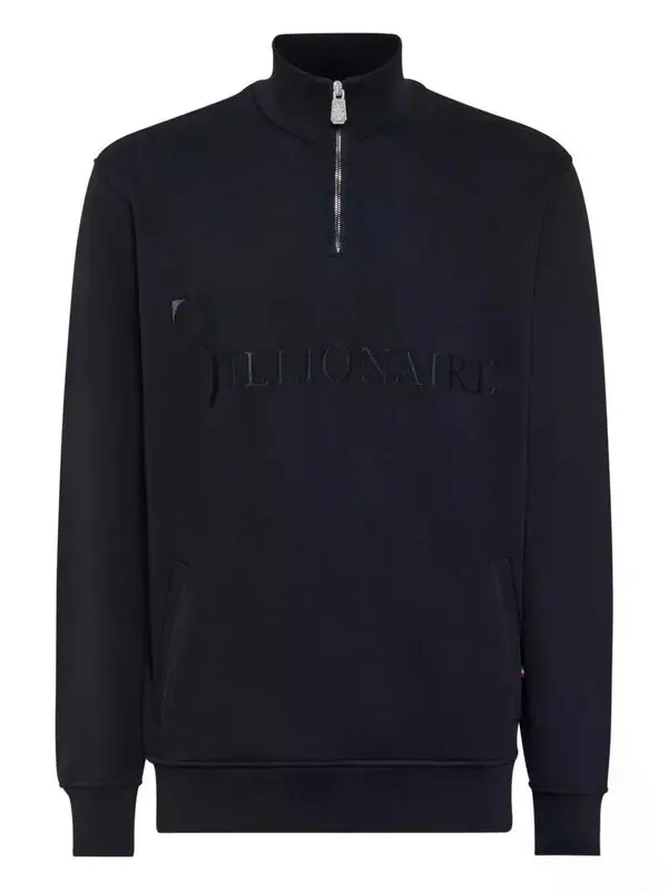 BILLIONAIRE Logo-embroidered Half-zip Sweater