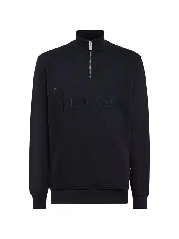 BILLIONAIRE Logo-embroidered Half-zip Sweater - Blue