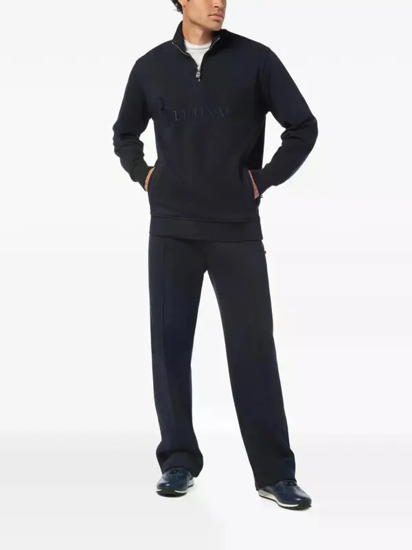 BILLIONAIRE Logo-embroidered Half-zip Sweater - Blue