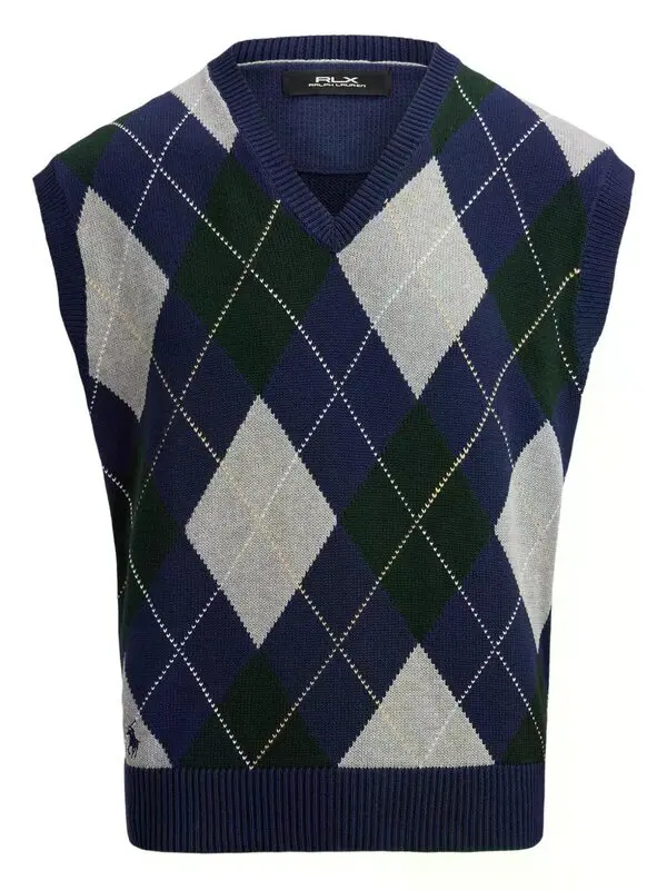 Rlx Ralph Lauren Argyle Polo Vest - Blue