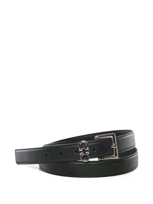 FERRAGAMO Logo Buckle Leather Belt - Black