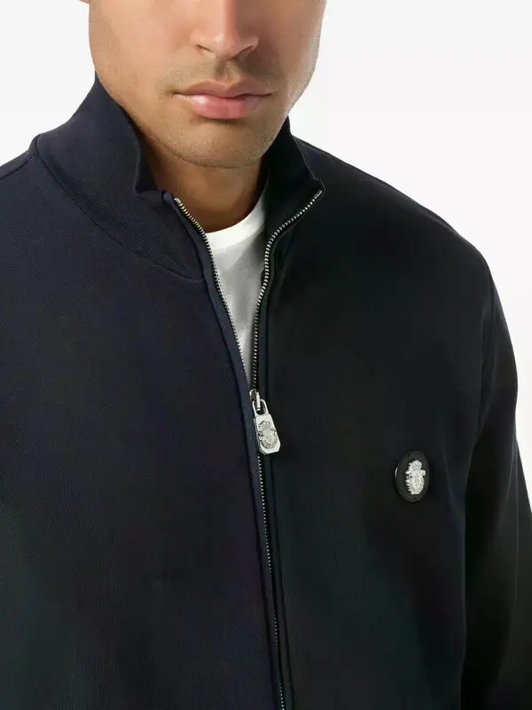 BILLIONAIRE Full-zip Sweatshirt With Logo Plaque - Blue