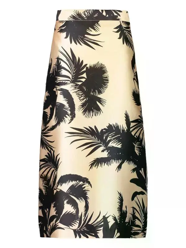 LUNATICA MILANO Palm Tree Print Midi Skirt - Neutrals