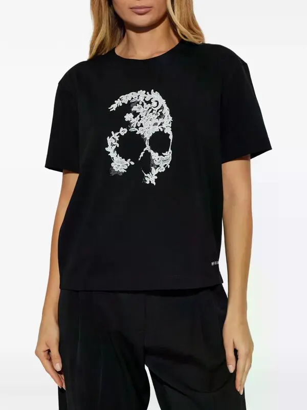 Alexander McQueen Skull Lace T-shirt - Black