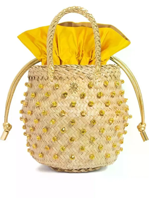 LE NINE Crystal-embellished Bucket Bag - Neutrals