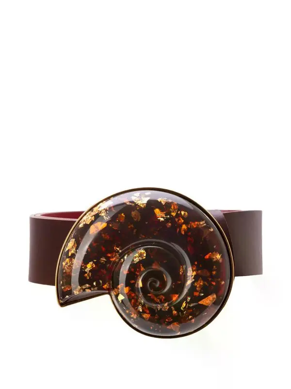 Silvia Tcherassi Nautilus Shell-detail Leather Belt - Red