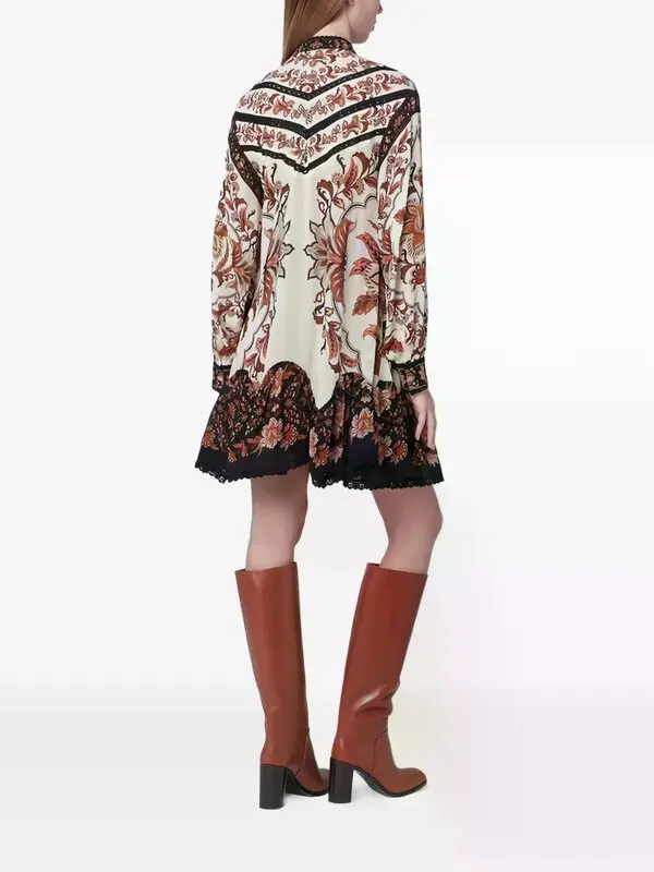 black majestic garden beaded buckle long sleeve mini dress FARM RIO Women Mini Dress Long Sleeve Beaded Buckle Majestic Garden Black