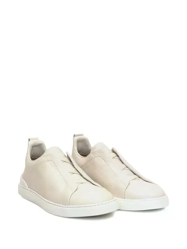 Zegna Triple Stitch Leather Slip-ons - Neutrals