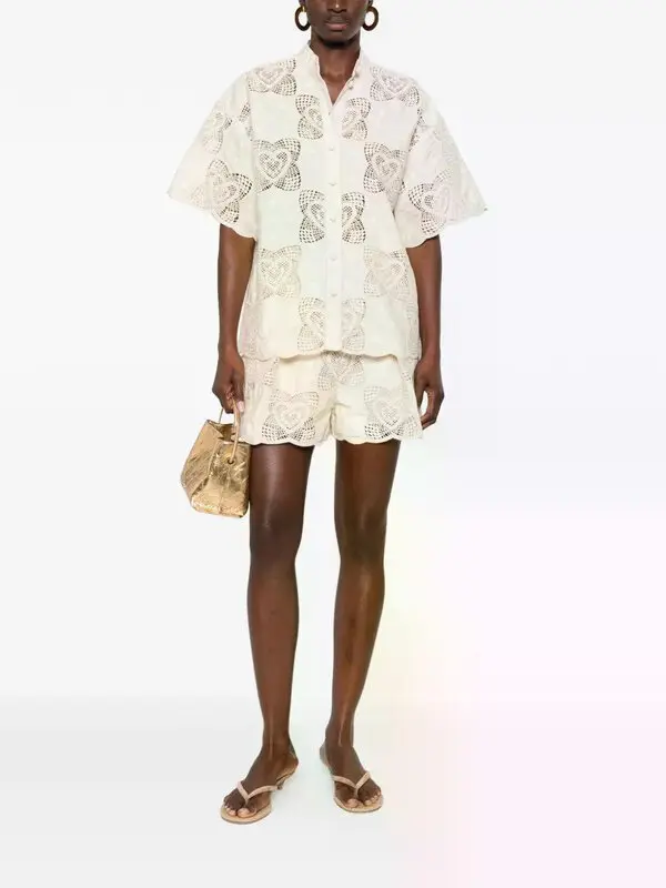 Zimmermann Wanderlust Scalloped Shirt - Neutrals