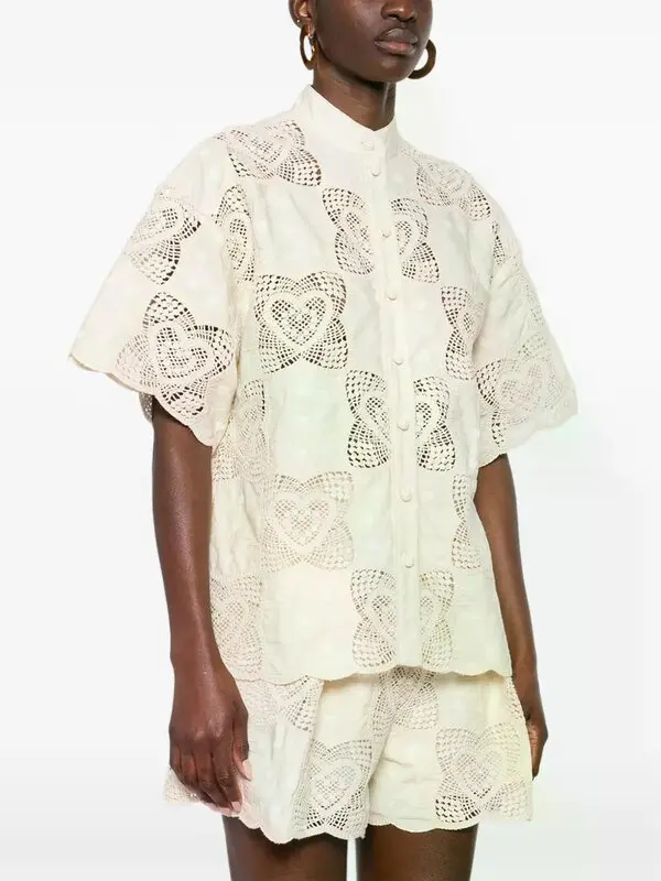 Zimmermann Wanderlust Scalloped Shirt - Neutrals