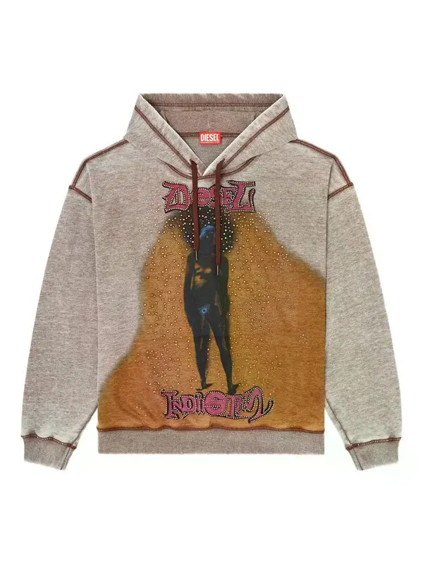 DIESEL® Studded-embellishment Printed Hoodie - Neutrals