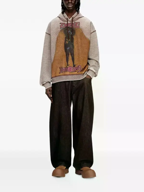DIESEL® Studded-embellishment Printed Hoodie - Neutrals