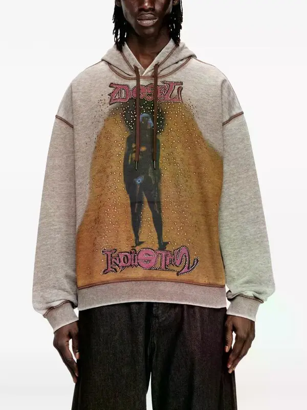 DIESEL® Studded-embellishment Printed Hoodie - Neutrals