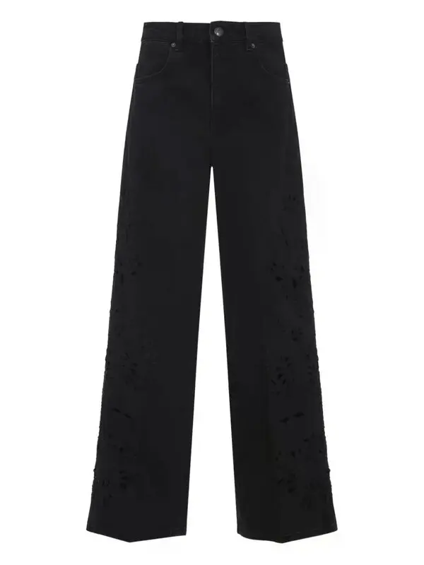 Farm Rio Floral-appliqué Five-pocket Jeans