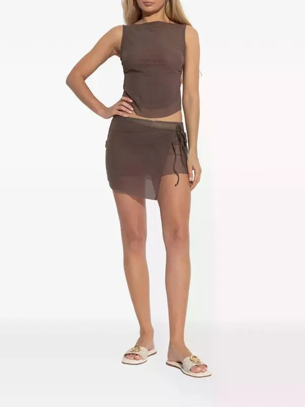 Bond Eye Side-tie Mesh Mini Skirt