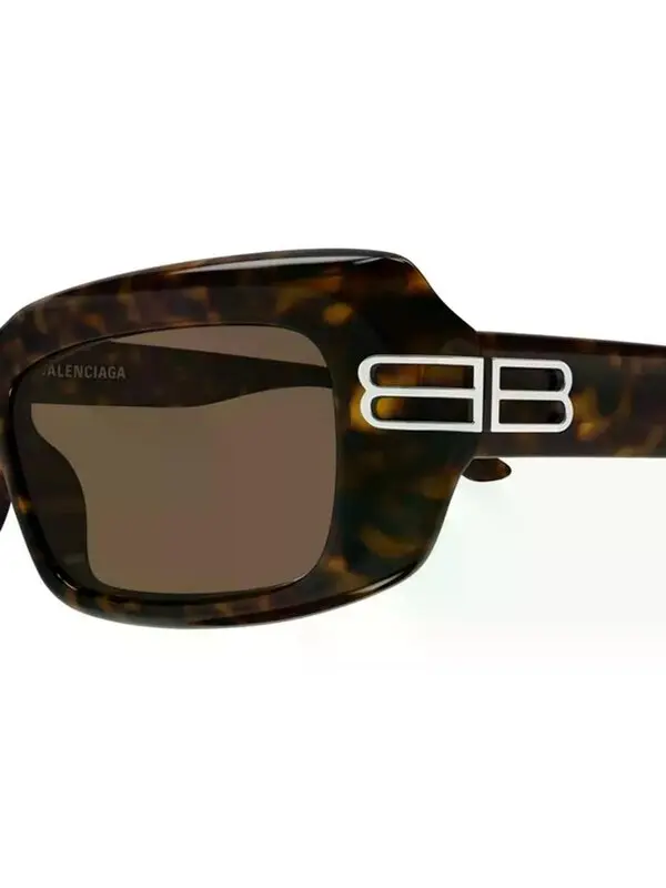 Balenciaga Bb Havana Rectangle Sunglasses
