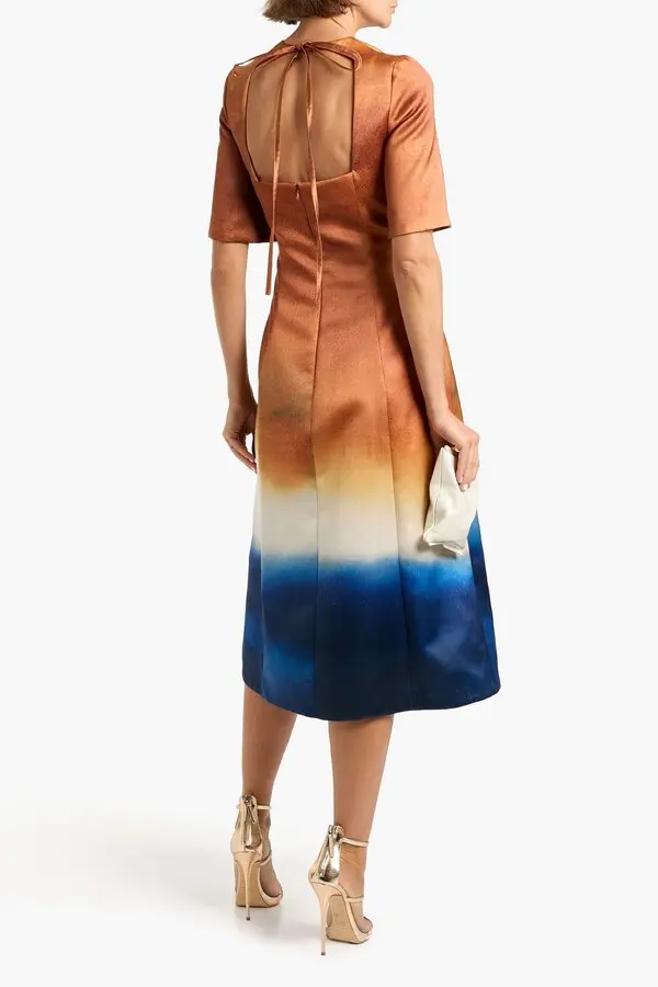 Oscar De La Renta Printed Satin Midi Dress
