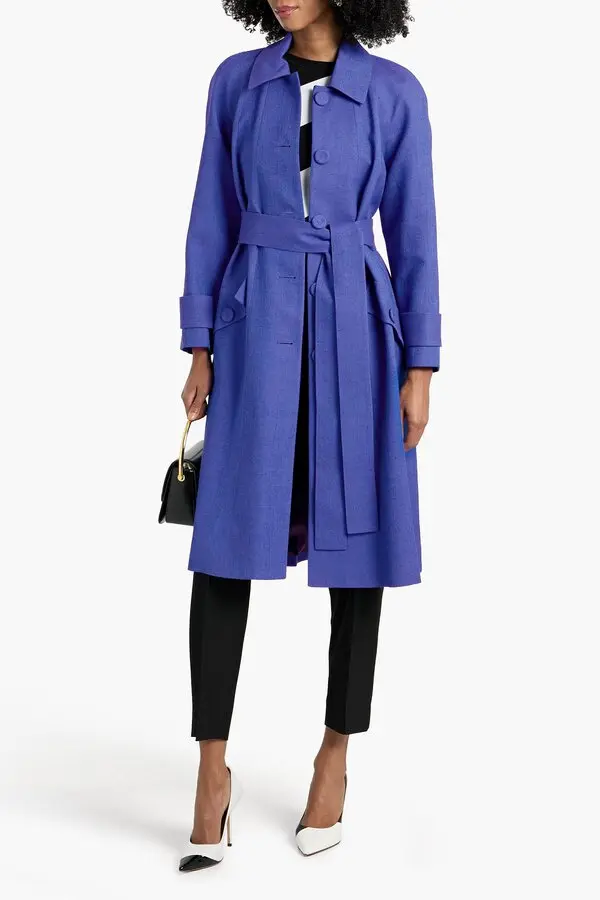 Carolina Herrera Belted Slub Twill Coat