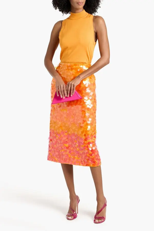 Carolina Herrera Sequined Crepe Midi Skirt