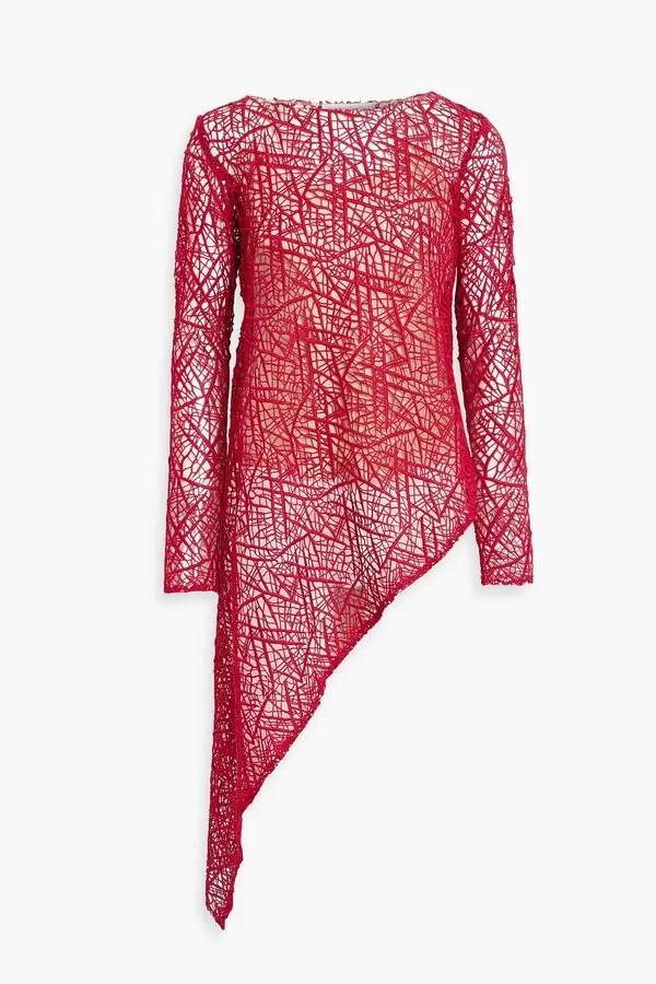Oscar De La Renta Asymmetric Guipure Lace Top