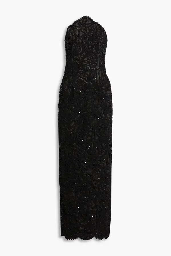 Carolina Herrera Strapless Sequin-embellished Lace Gown