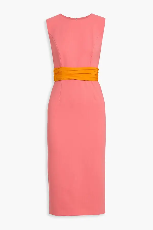 Carolina Herrera Two-tone Wool-blend Midi Dress - Coral