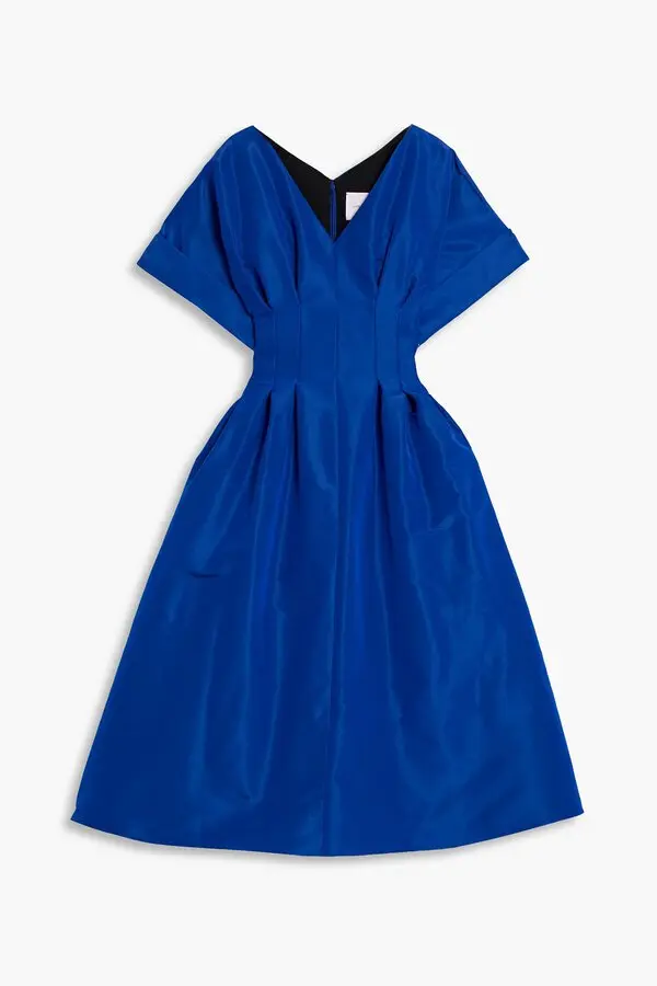 Carolina Herrera Pleated Silk-faille Midi Dress
