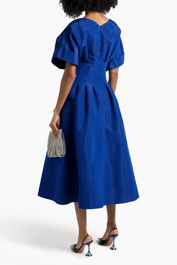 Carolina Herrera Pleated Silk-faille Midi Dress