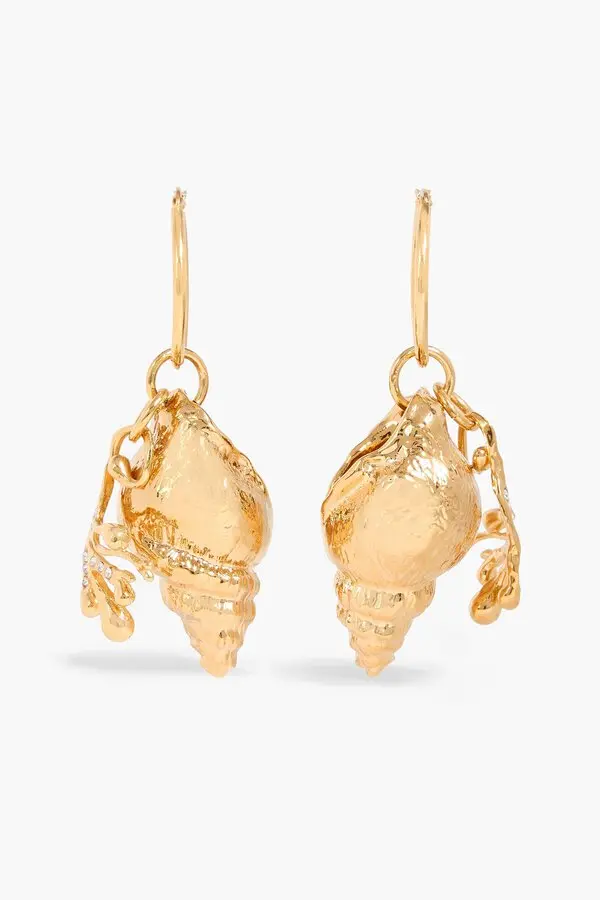 Oscar De La Renta Tone Crystal Earrings - Gold