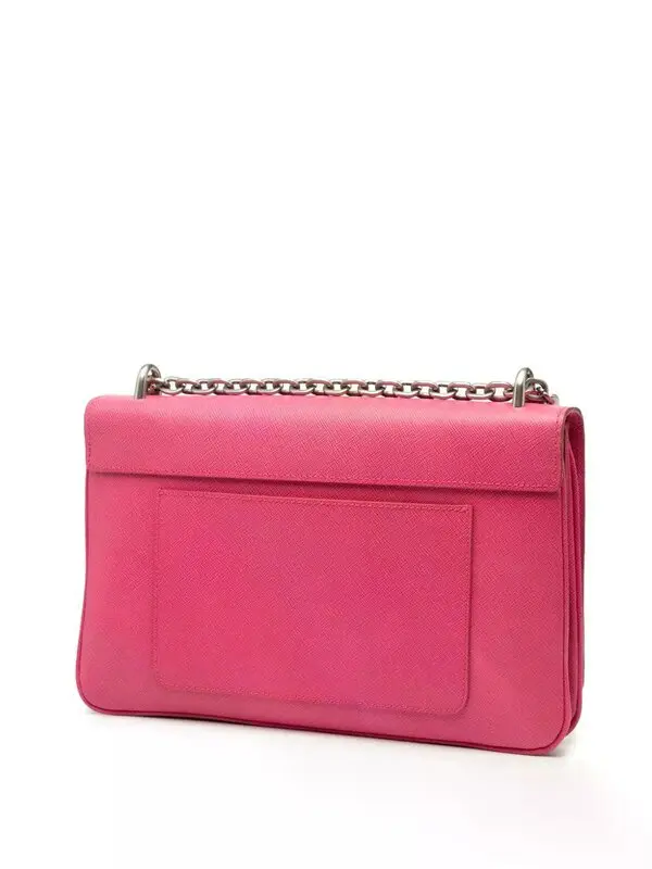 Prada Saffiano Lux Lock Chain Flap Crossbody Bag - Pink