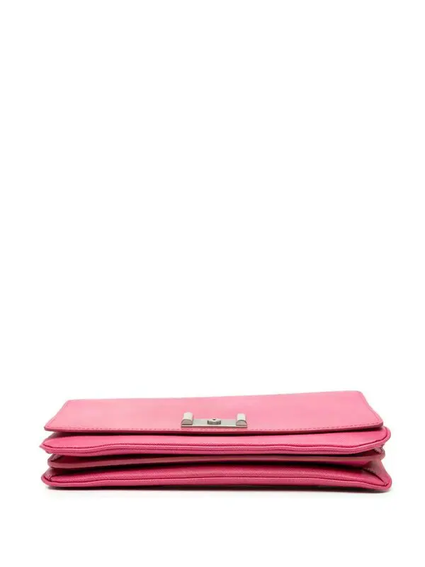 Prada Saffiano Lux Lock Chain Flap Crossbody Bag - Pink