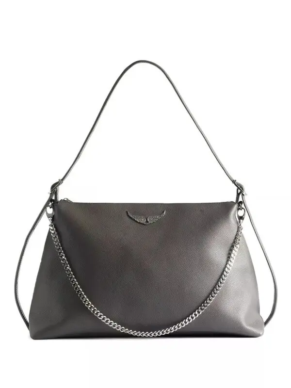 Zadig&Voltaire Jim Grained Leather Shoulder Bag - Grey