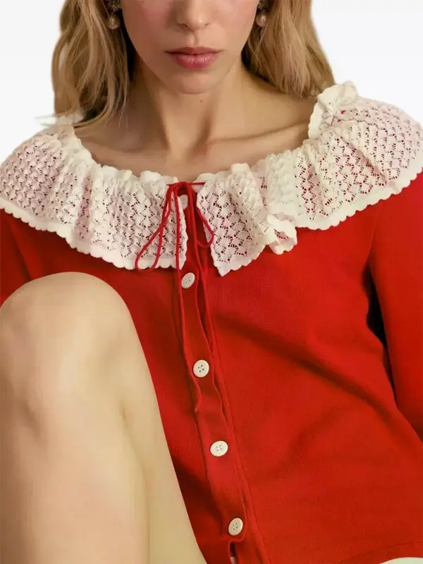 Sleeper Malena Lace-collar Cardigan - Red