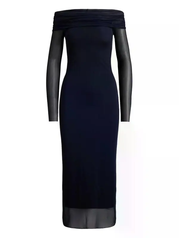 Ralph Lauren Audria Off-the-shoulder Layered Midi Dress - Blue