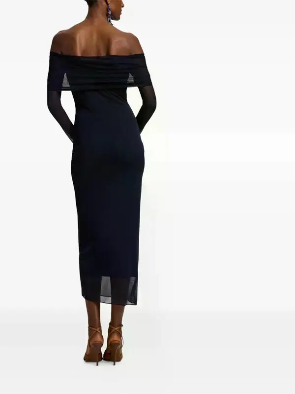 Ralph Lauren Audria Off-the-shoulder Layered Midi Dress - Blue