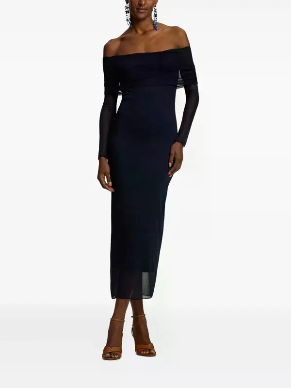 Ralph Lauren Audria Off-the-shoulder Layered Midi Dress - Blue