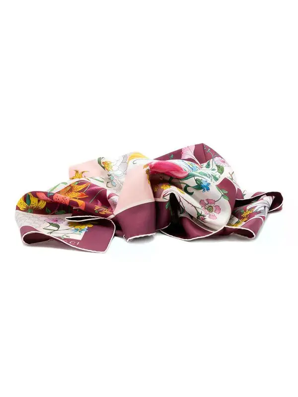 Gucci Flora-print Silk Scarf - White