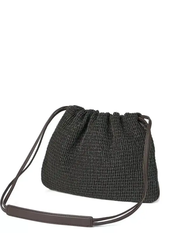 Brunello Cucinelli Net Embroidery Drawstring Shoulder Bag