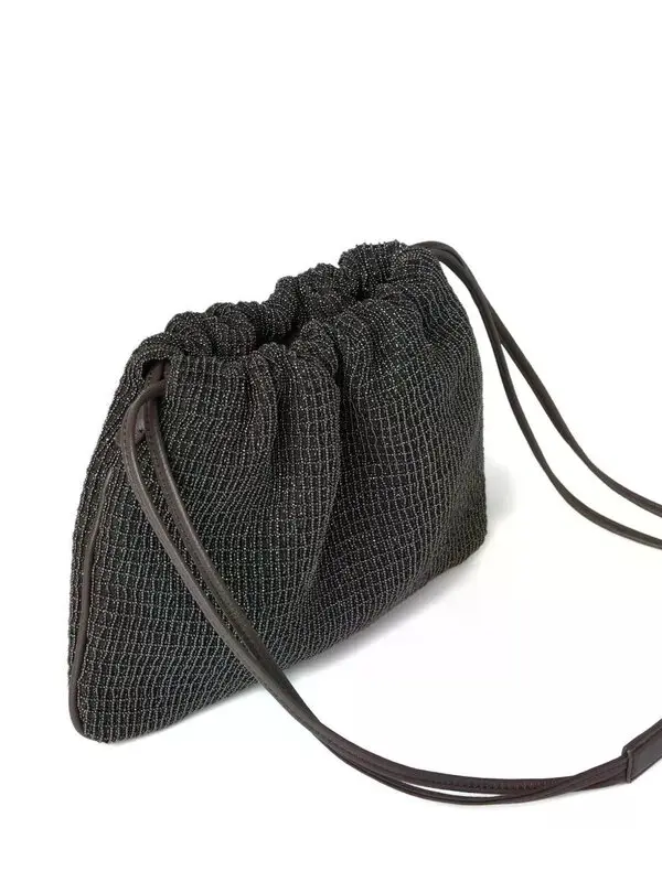 Brunello Cucinelli Net Embroidery Drawstring Shoulder Bag