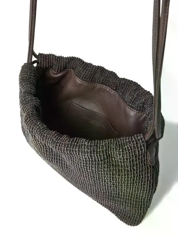 Brunello Cucinelli Net Embroidery Drawstring Shoulder Bag