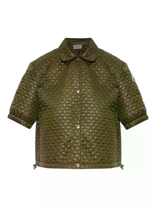 Moncler Flower Quilted Short-sleeve Top - Green